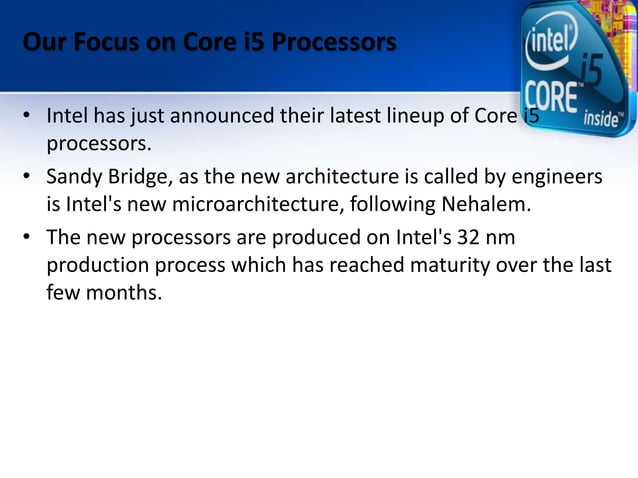 Final draft intel core i5 processors architecture | PPTX