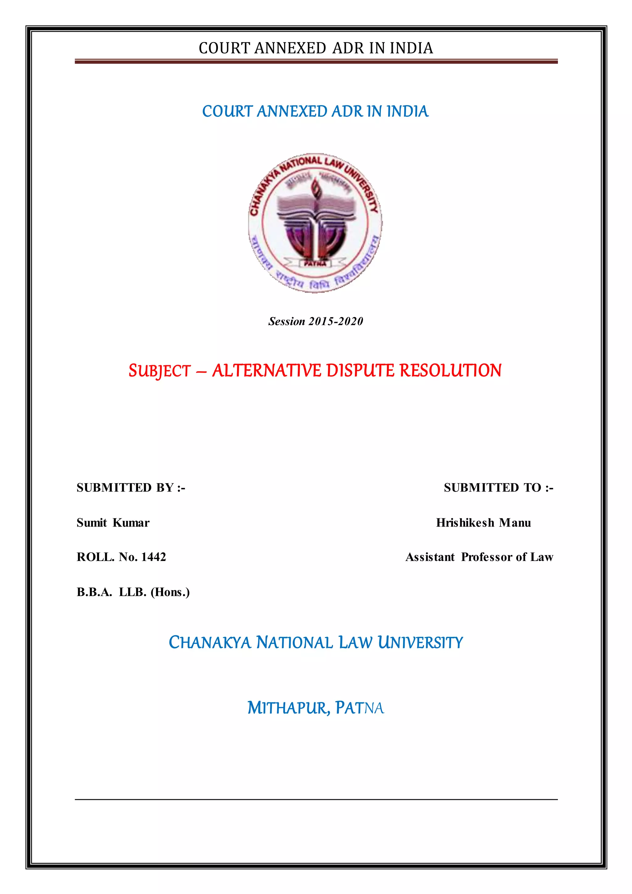 Final draft adr sumit | PDF