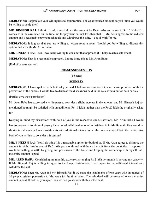 MEMORANDUM OF ADR COMPETITION ................ | PDF | Free Download