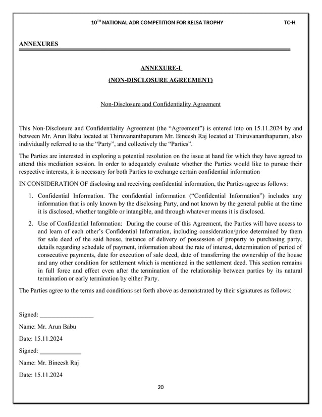 MEMORANDUM OF ADR COMPETITION ................ | PDF | Free Download