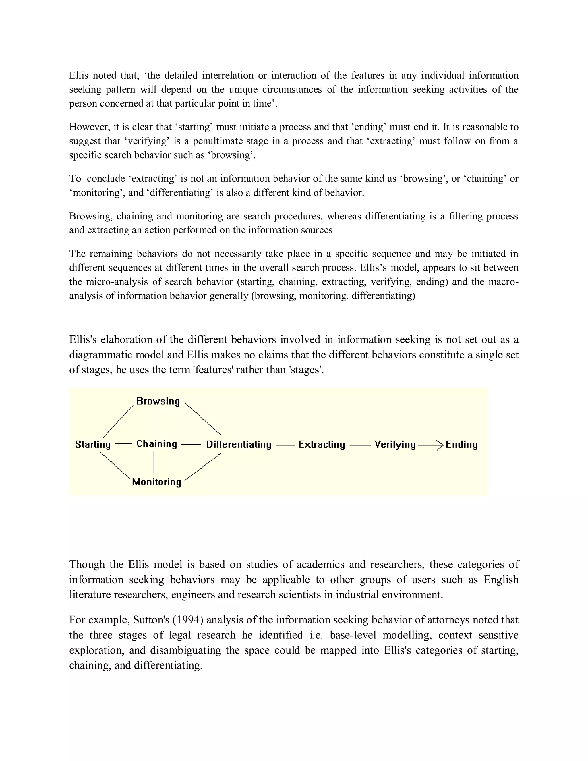 ellis model of information seeking behaviour | PDF