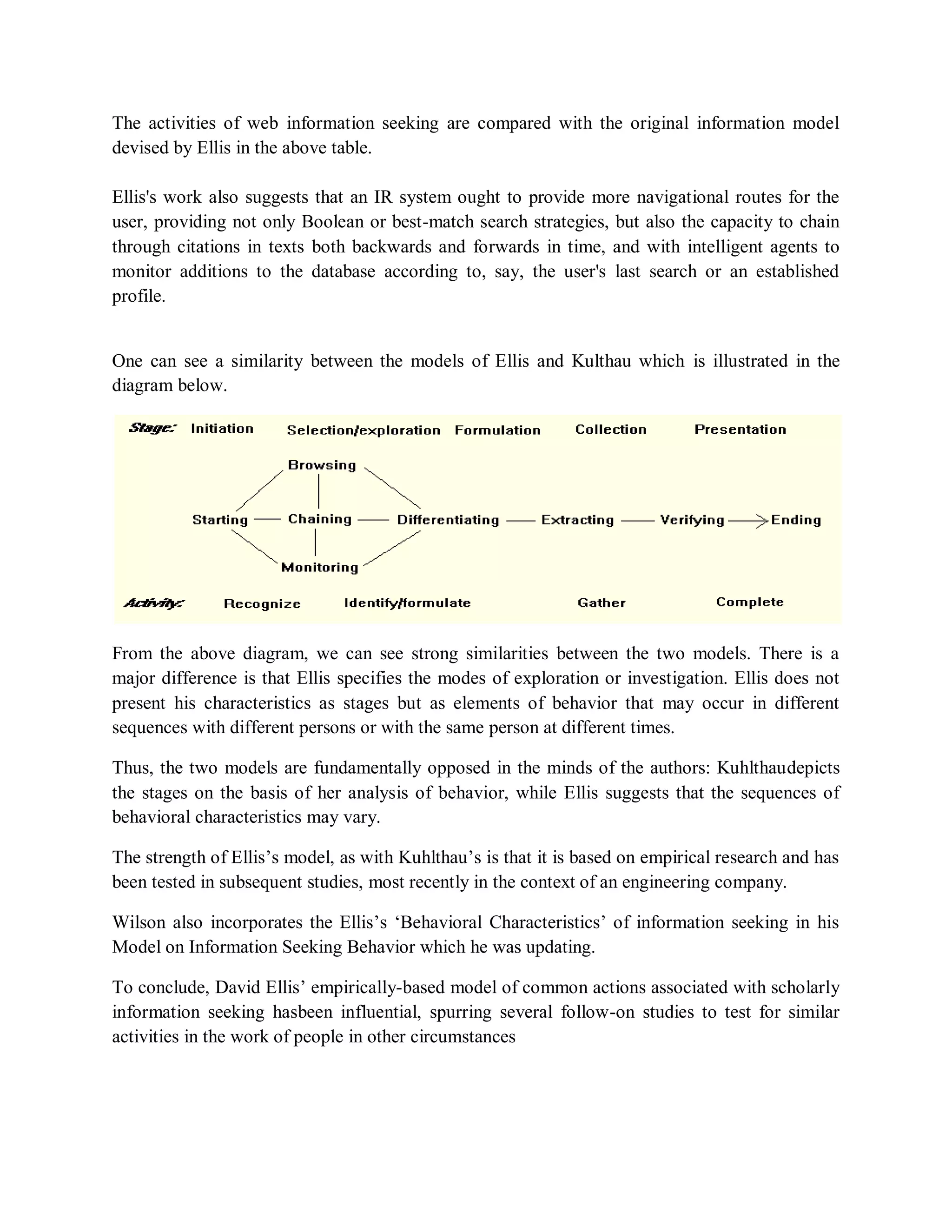 ellis model of information seeking behaviour | PDF