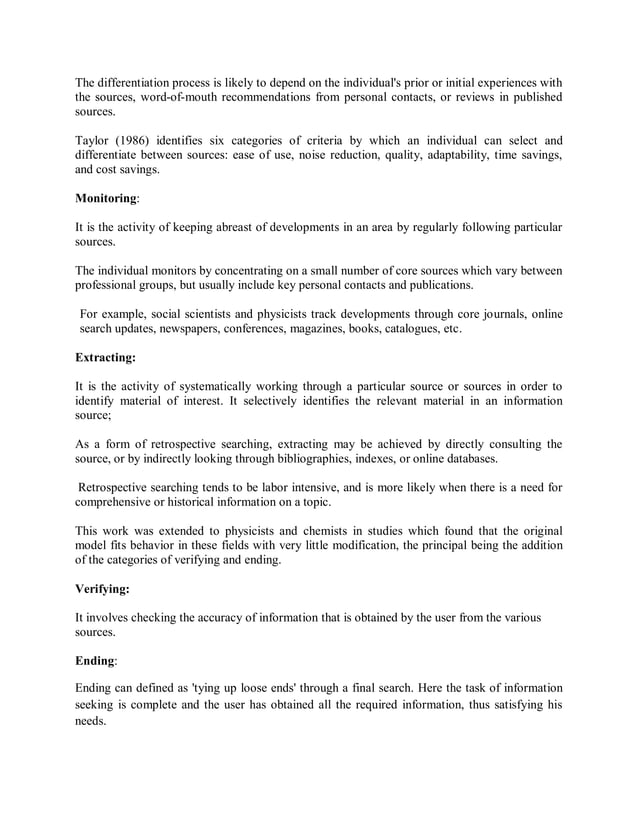 ellis model of information seeking behaviour | PDF | Search | Internet