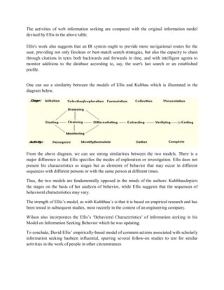 ellis model of information seeking behaviour | PDF