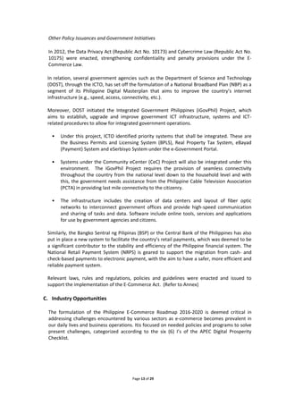 Philippines E-Commerce Roadmap (Final draft as of December 29, 2015) | PDF