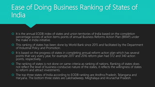 Ease of doing business in Telangana and Arunachal Pradesh | PPTX