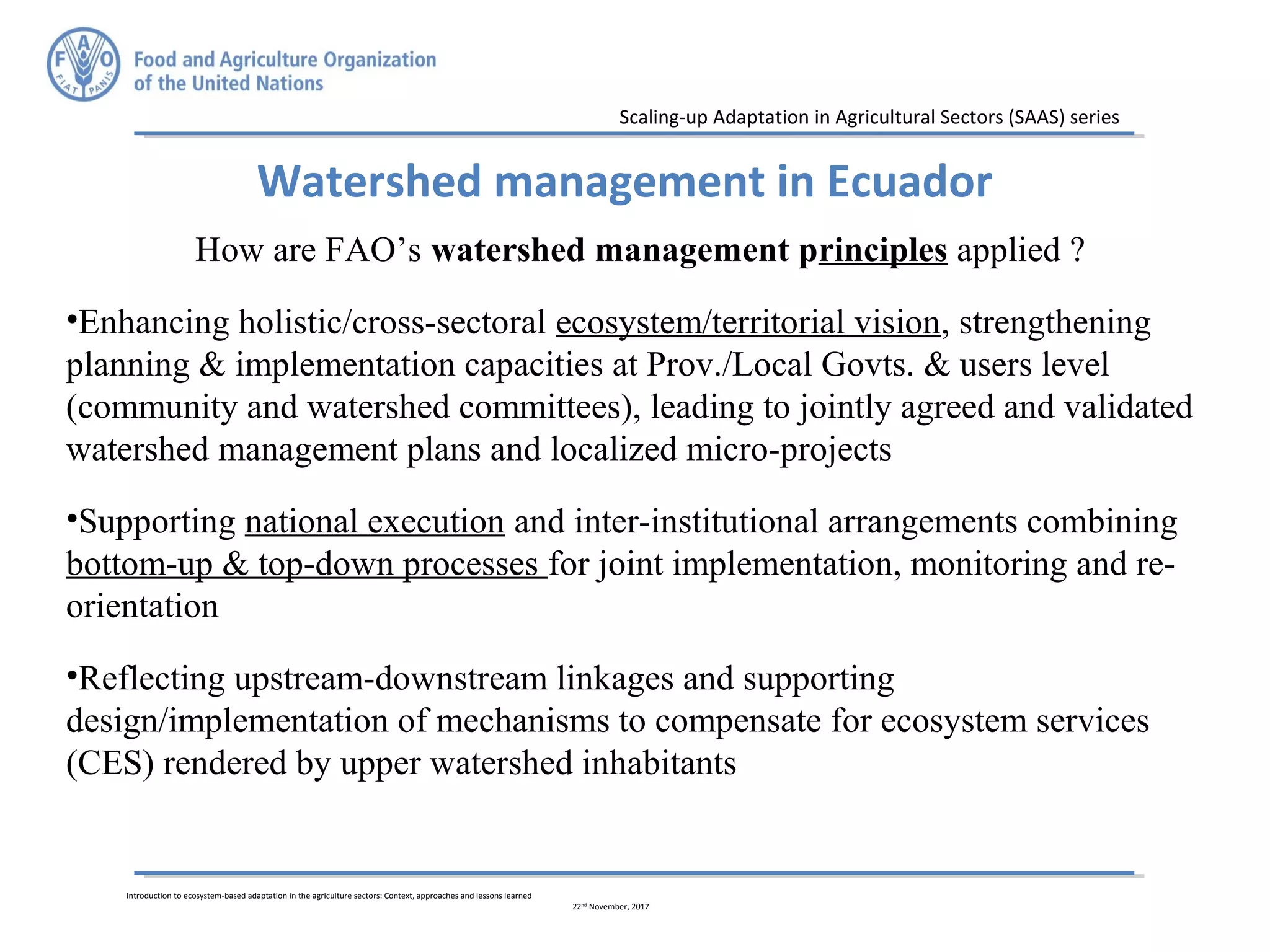 Introduction to ecosystem-based adaptation (EbA) in the agricultural ...