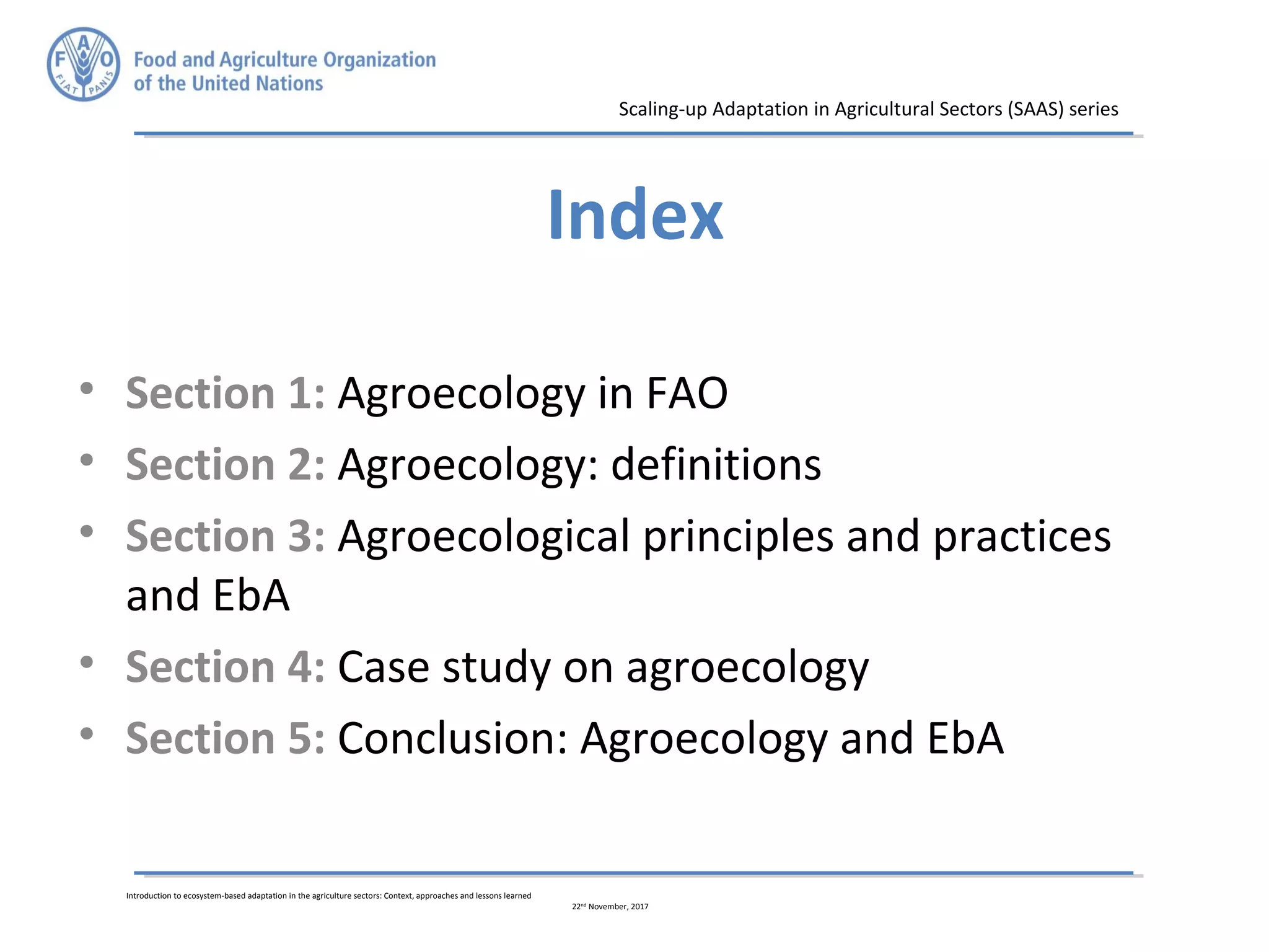 Introduction to ecosystem-based adaptation (EbA) in the agricultural ...