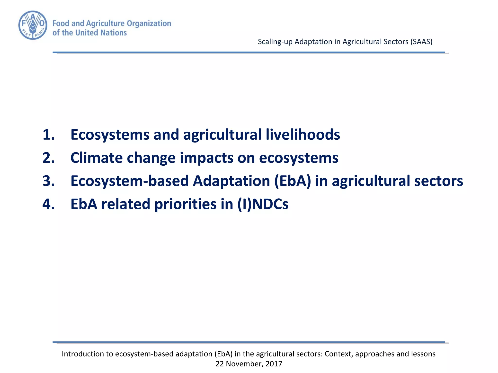 Introduction to ecosystem-based adaptation (EbA) in the agricultural ...
