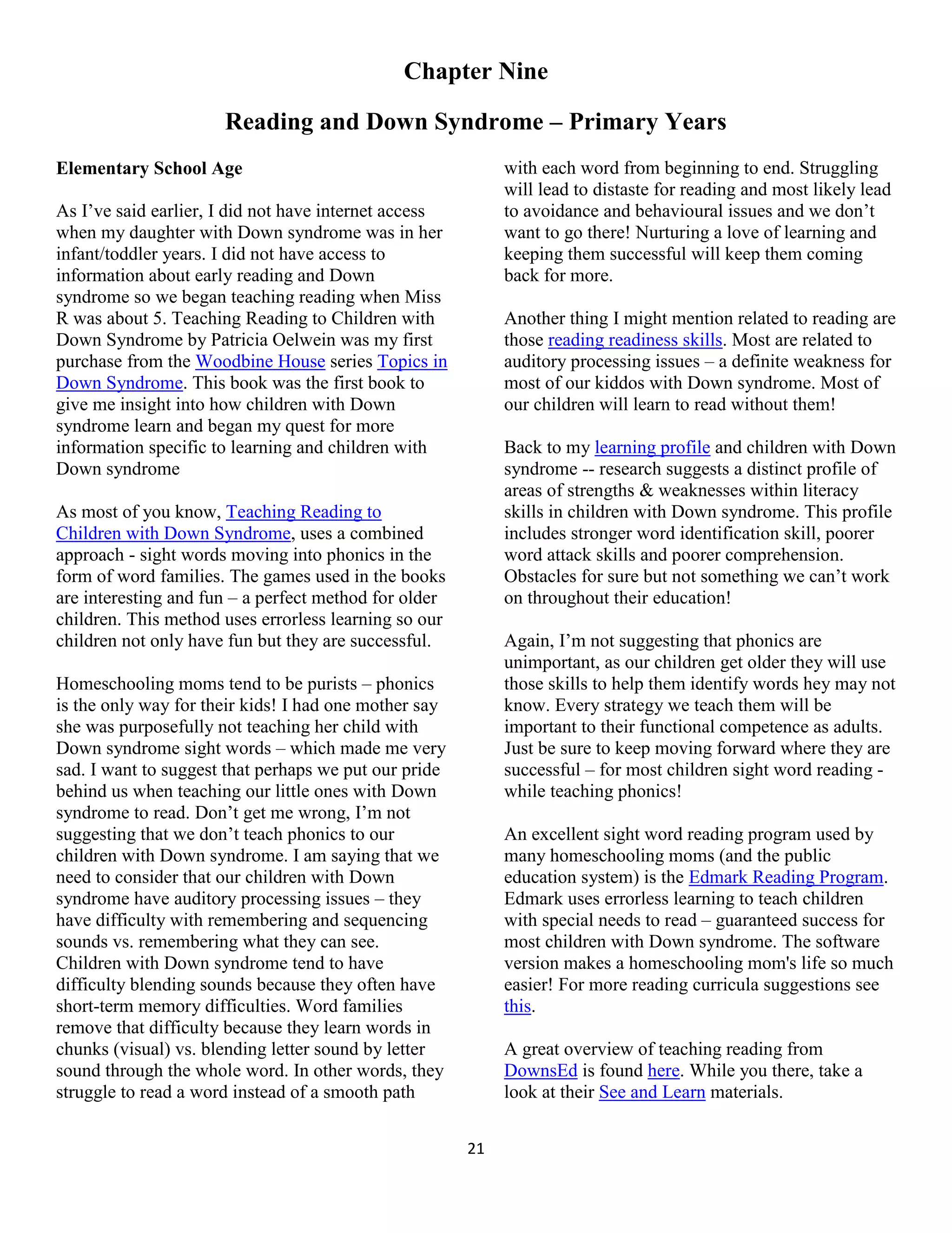 Homeschooling Children with Down Syndrome | PDF