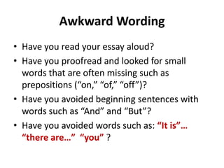 Final editing of essay 1 | PPT