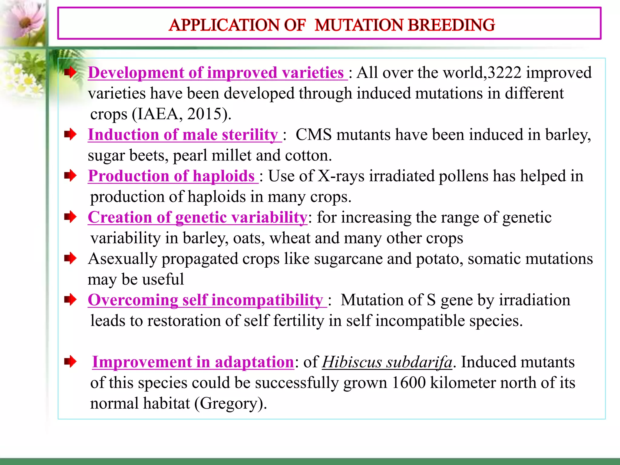 APPLICATION OF MUTATION BREEDING IN FIELD CROPS | PPTX
