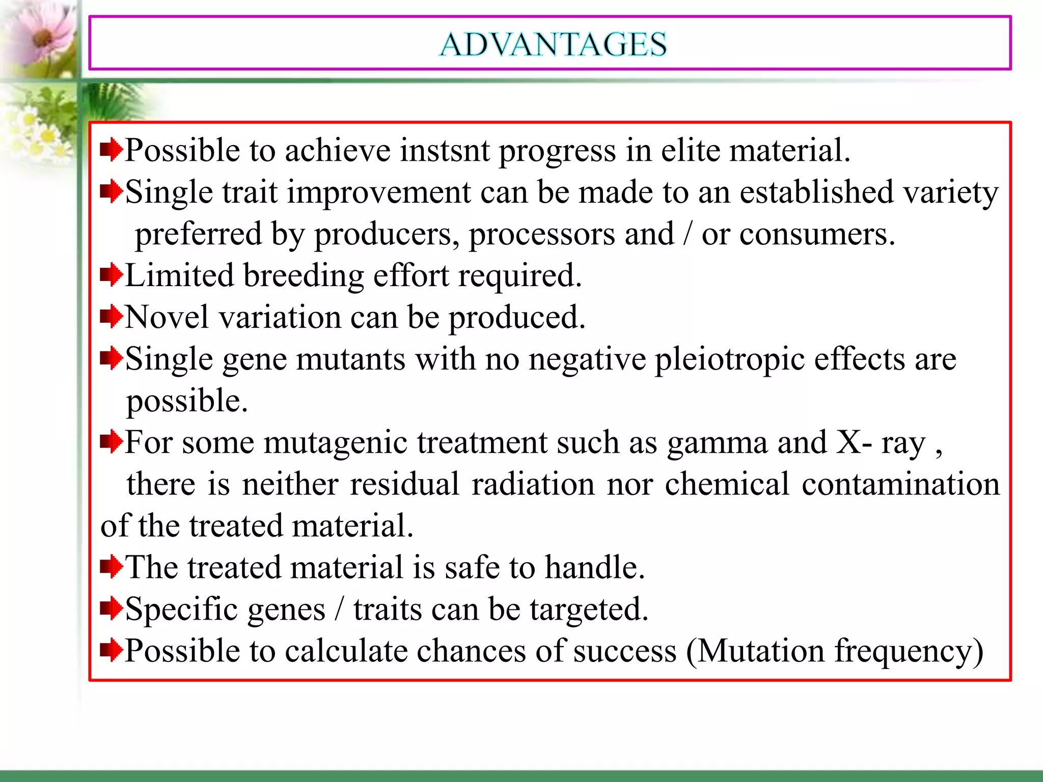 APPLICATION OF MUTATION BREEDING IN FIELD CROPS | PPTX