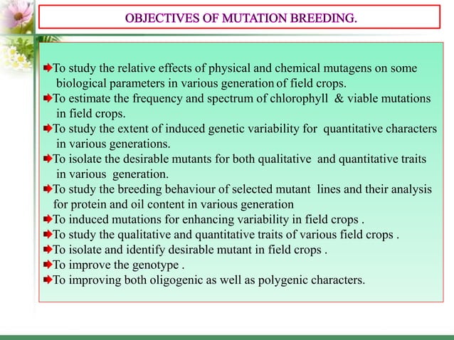 APPLICATION OF MUTATION BREEDING IN FIELD CROPS | PPTX