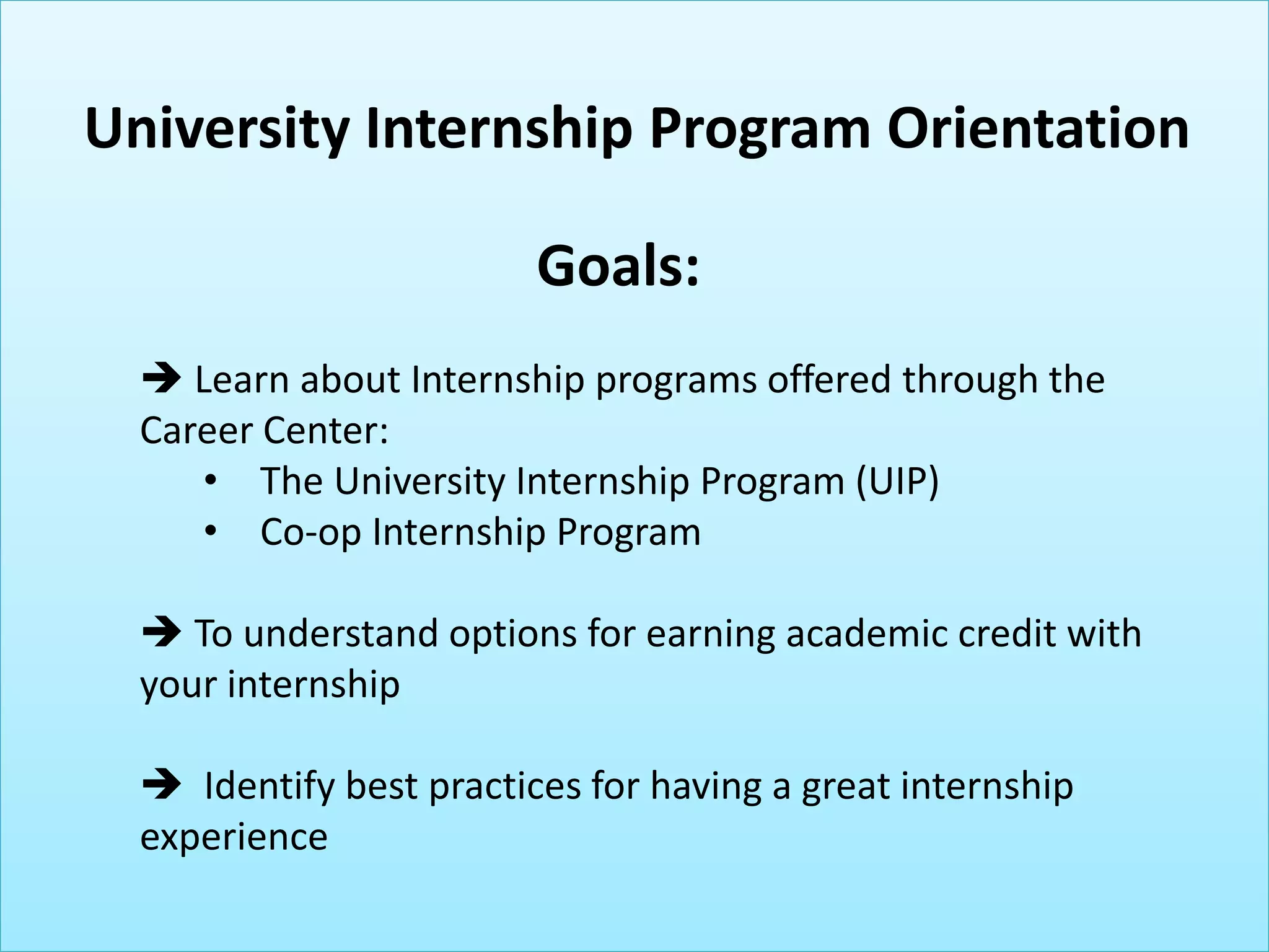 University Internship Program (DePaul UIP) Orientation | PPTX | Resume ...