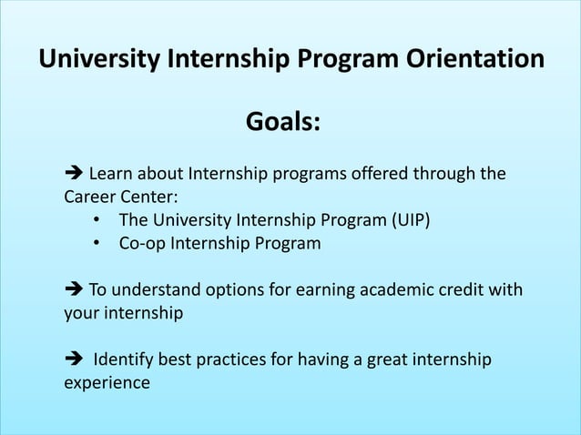 University Internship Program (DePaul UIP) Orientation | PPTX | Resume ...
