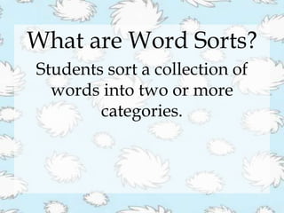 Word Sorts - Dr. Seuss | PPTX