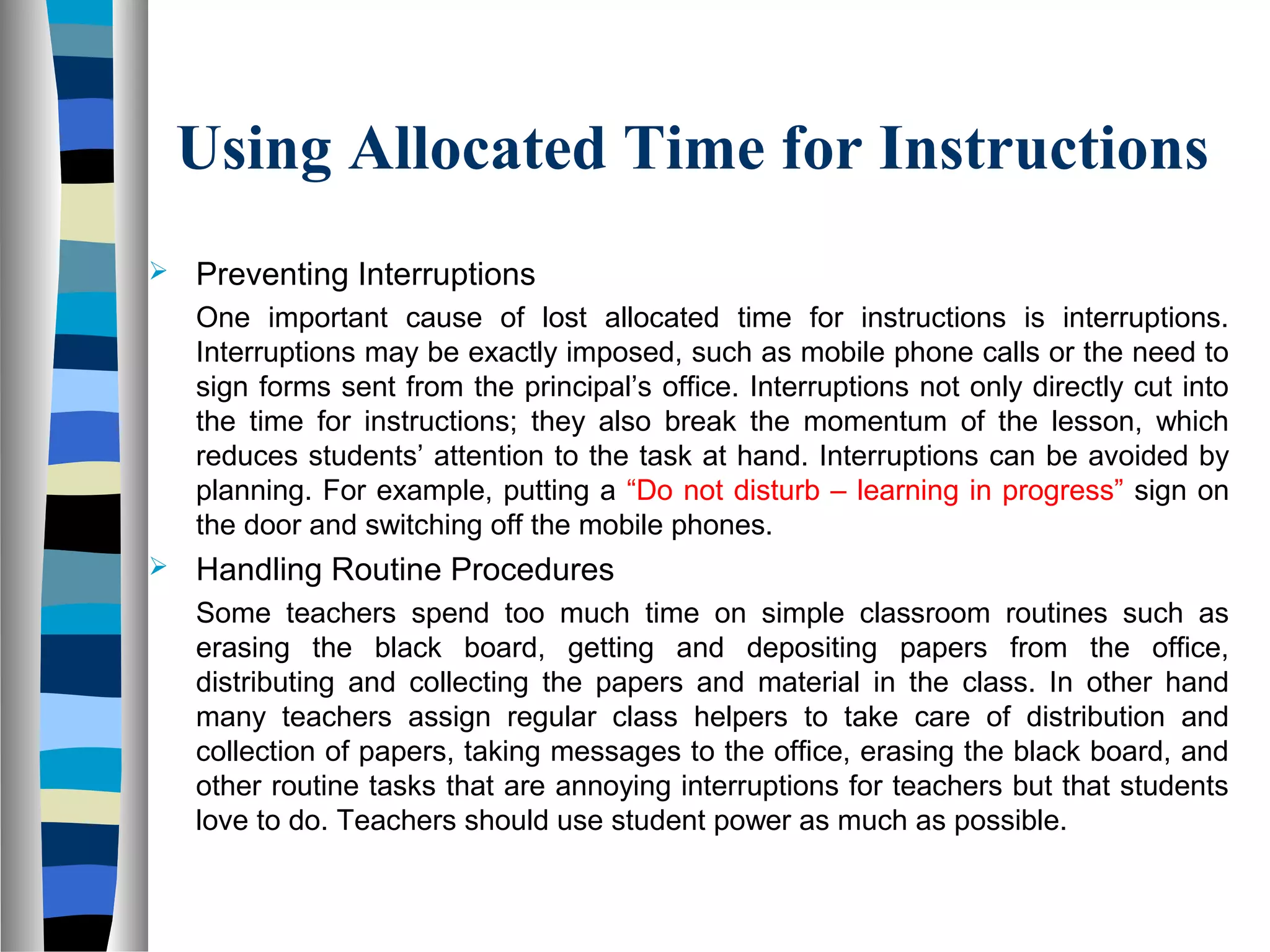 Effective Learning Environment & Impact of Time on Learning | PPT