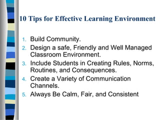 Effective Learning Environment & Impact of Time on Learning | PPT