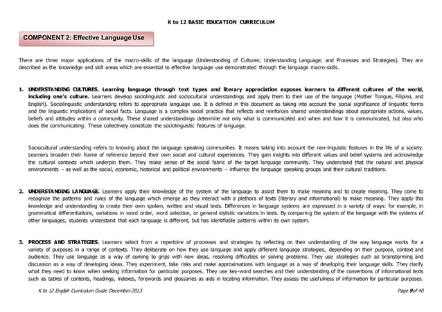 DepEd K to 12 ENGLISH CURRICULUM GUIDE GRADE 9 | DOCX