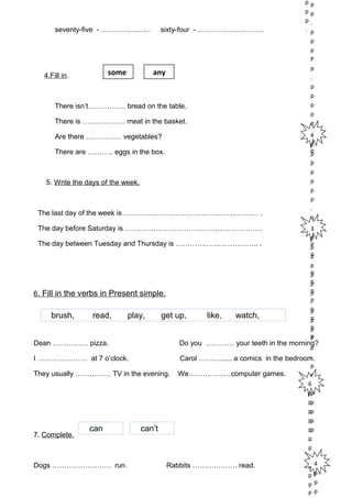 Final english test 3rd grade | DOC