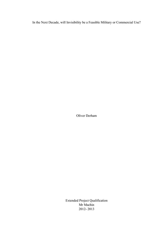 My Extended Project Qualification (EPQ) | PDF