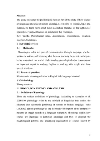 Final essay on the rules of phonology | PDF