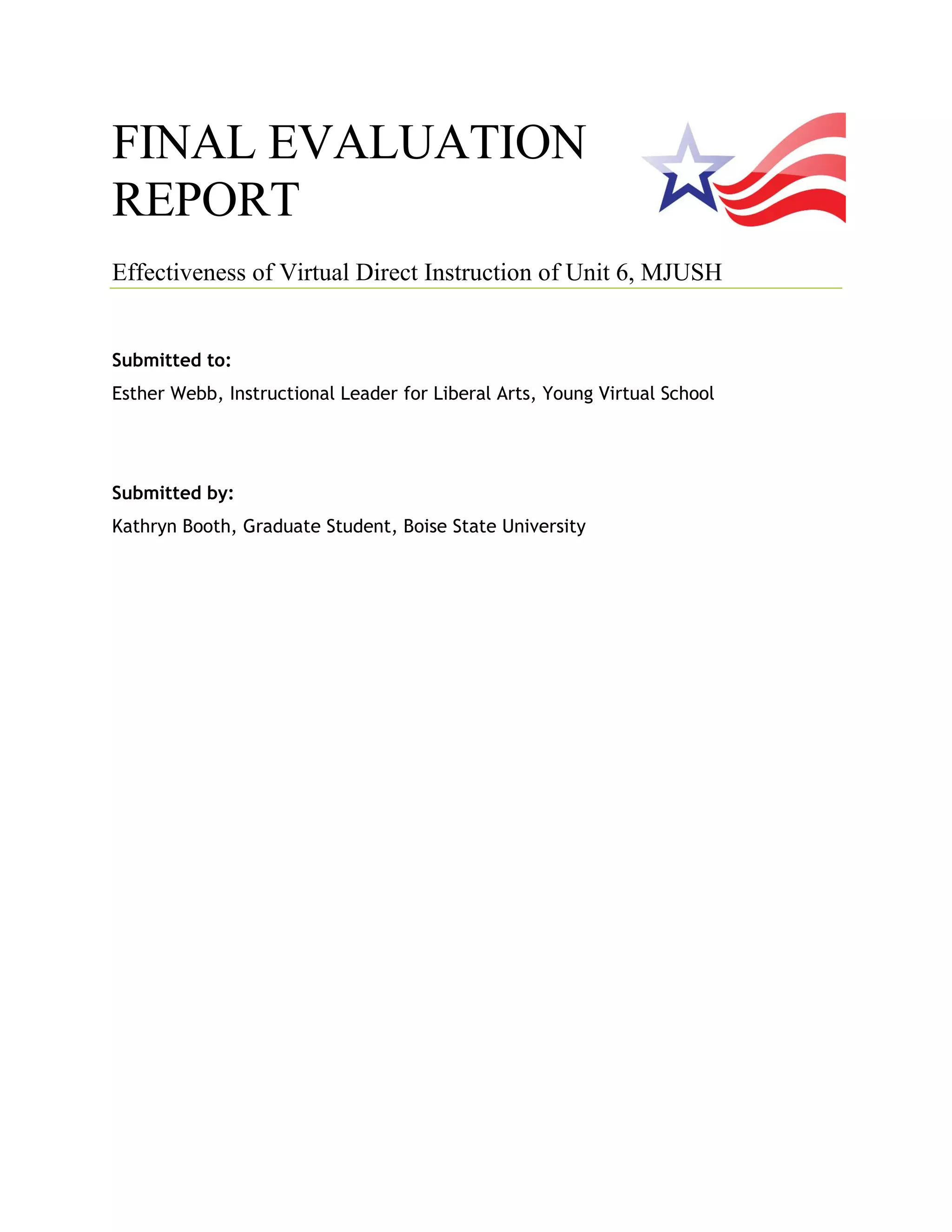 EDTECH 505 Final Evaluation Report Booth | PDF