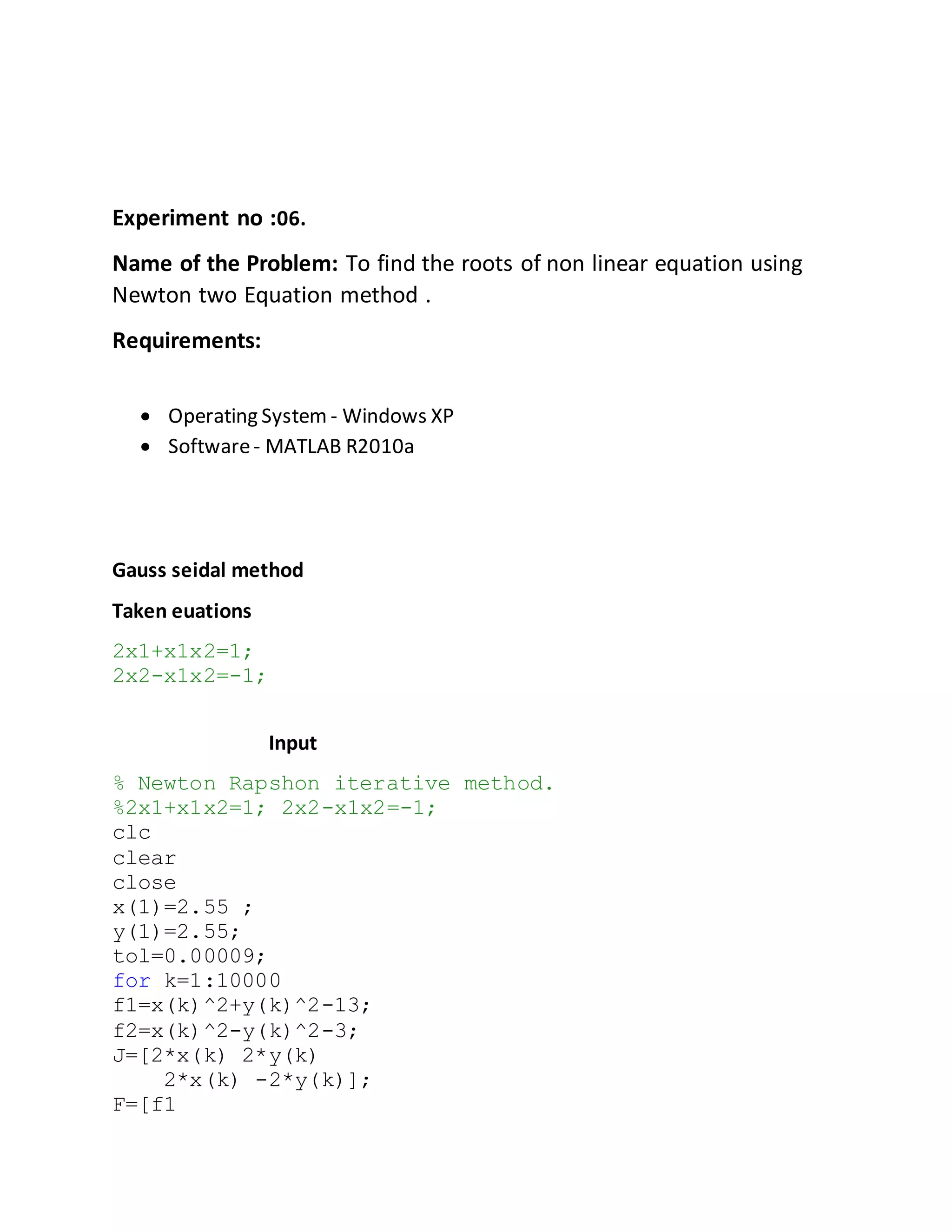 Newton two Equation method | DOCX