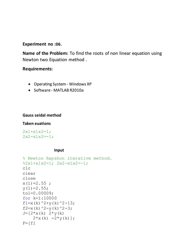Newton two Equation method | DOCX