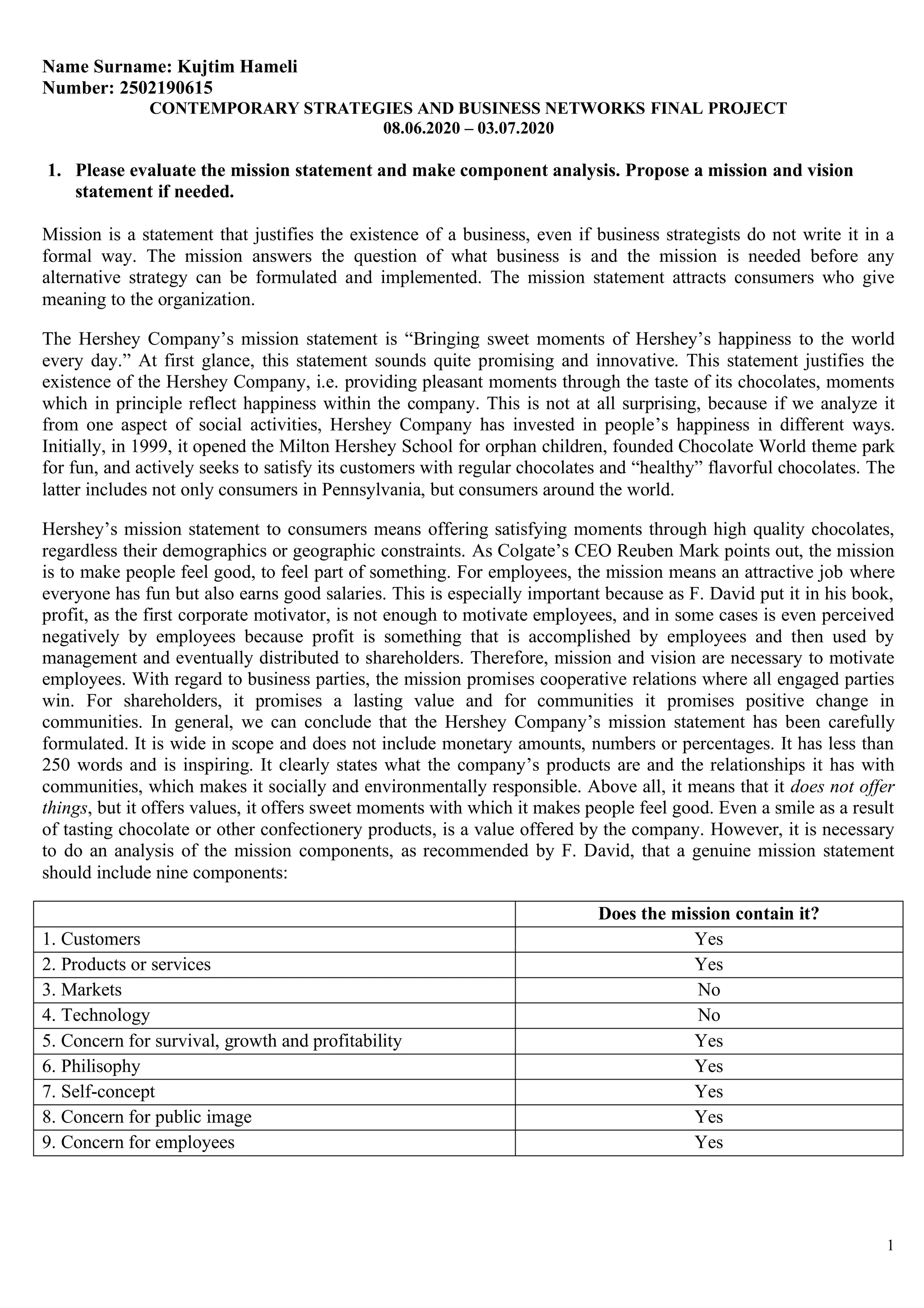 Hershey Case Study - Strategic Management | PDF