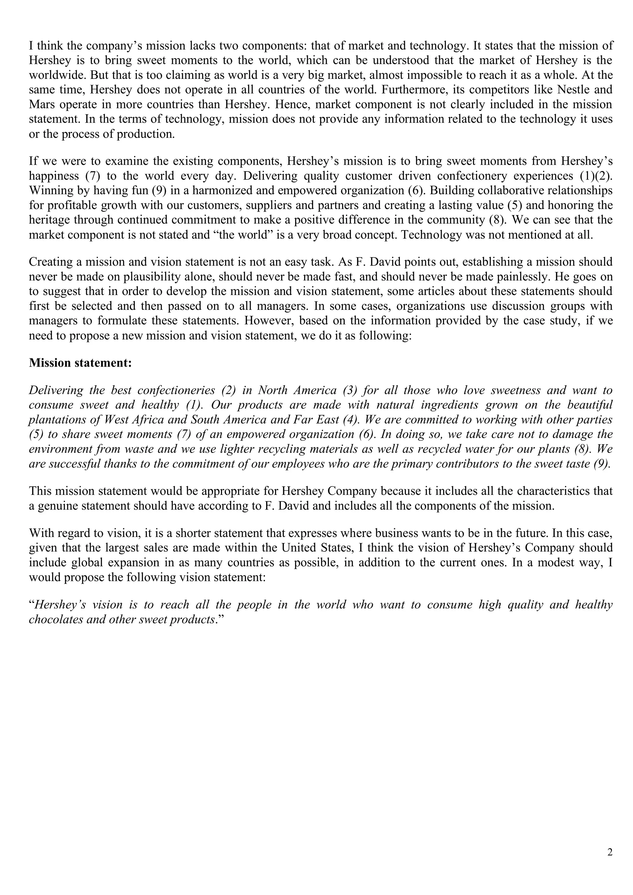 Hershey Case Study - Strategic Management | PDF