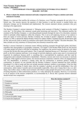 Hershey Case Study - Strategic Management | PDF