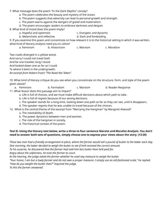 FINAL EXAM- Mc Lit 06: Literary Criticism | DOCX