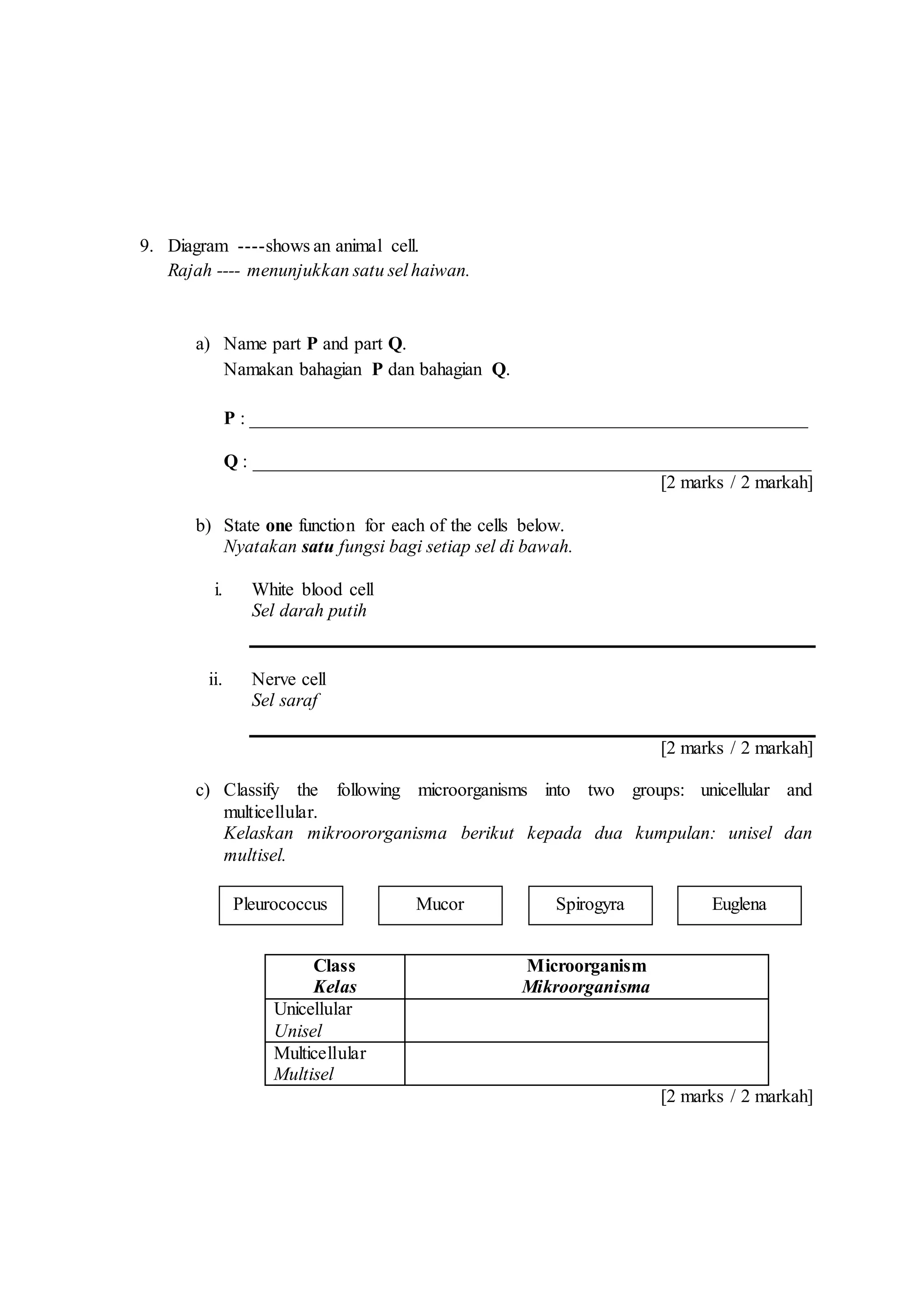 Final exam science form 1 | DOCX
