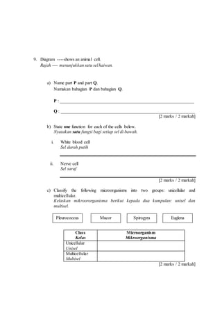 Final exam science form 1 | DOCX