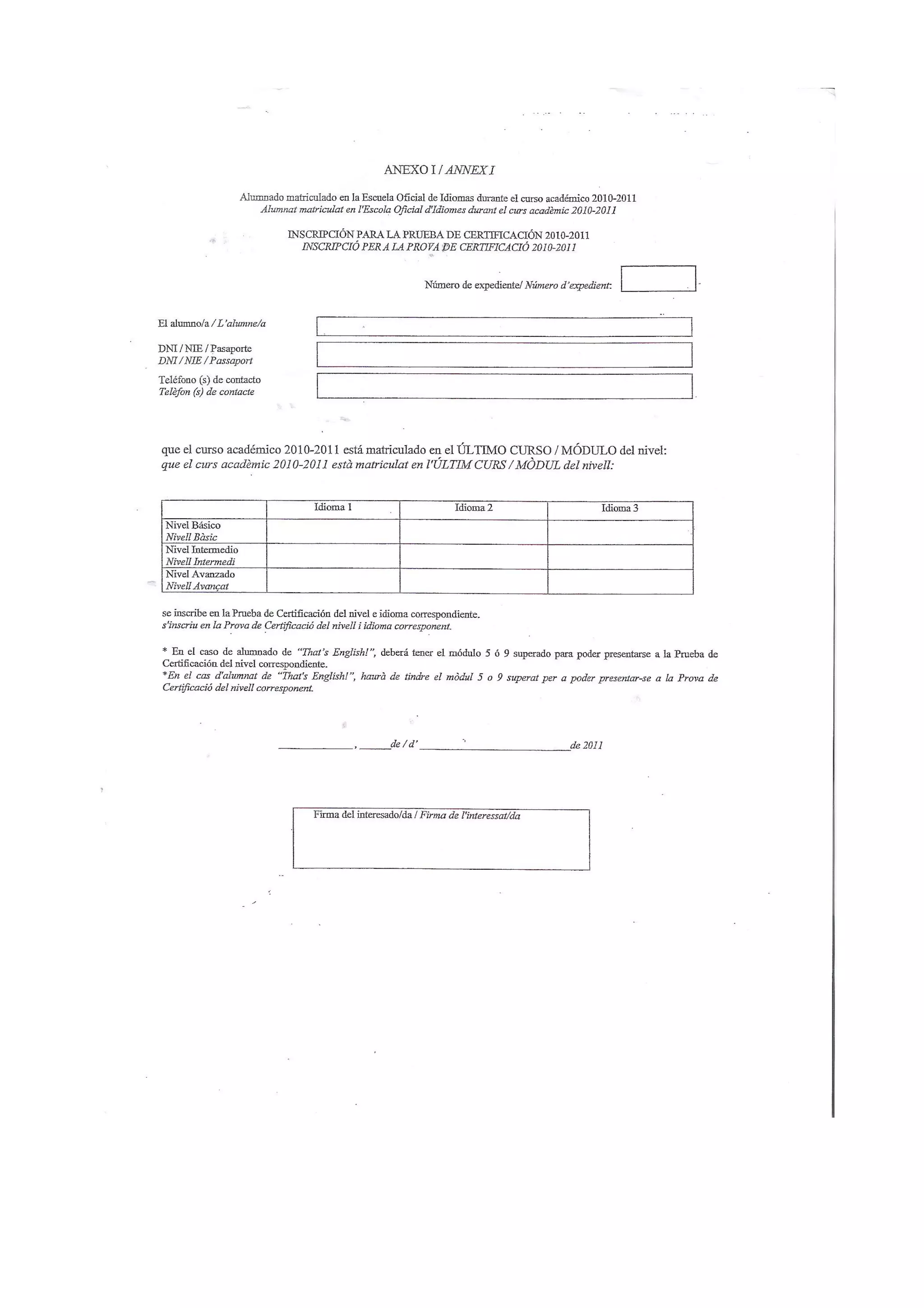 Final exam application form | ODT