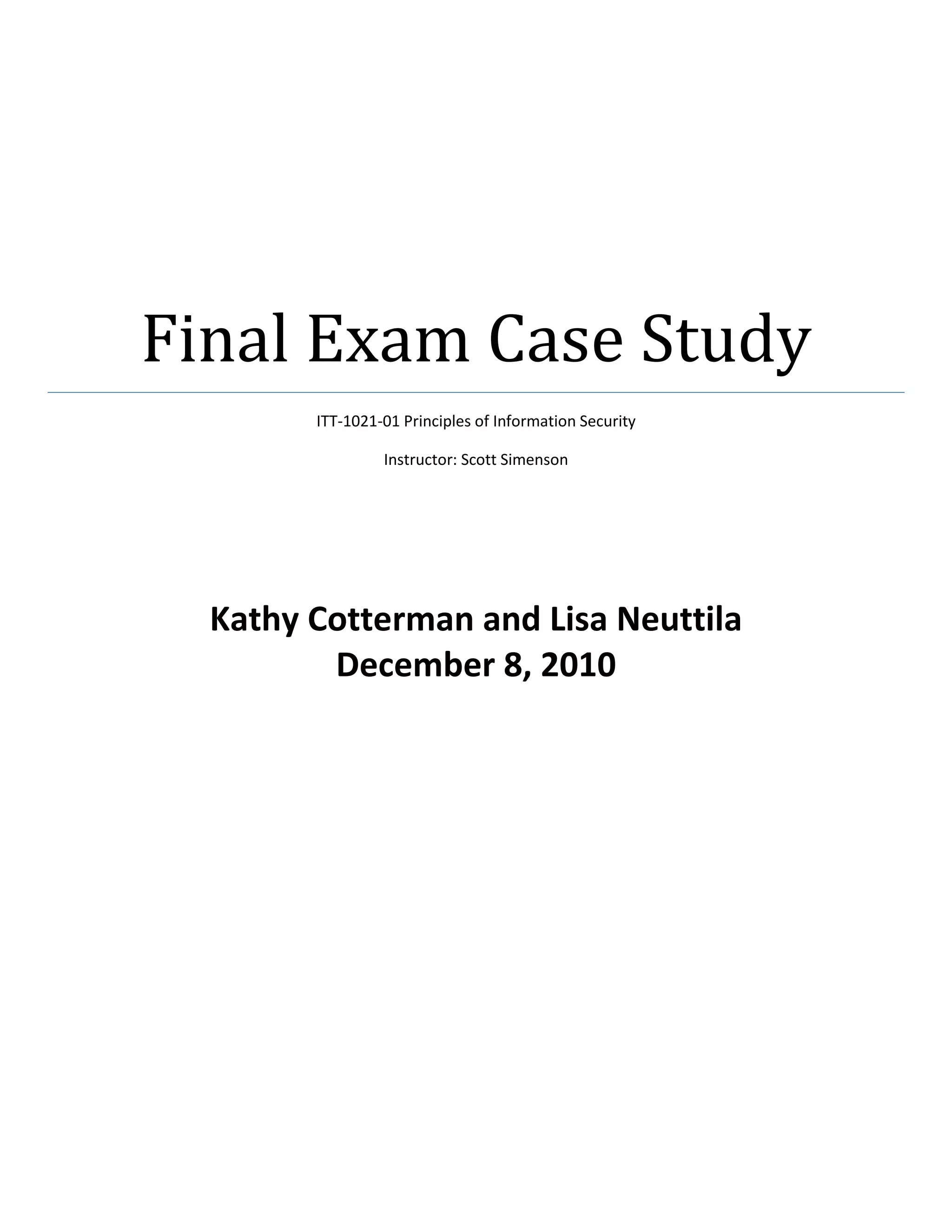 Final Exam Case Study (3) | DOCX