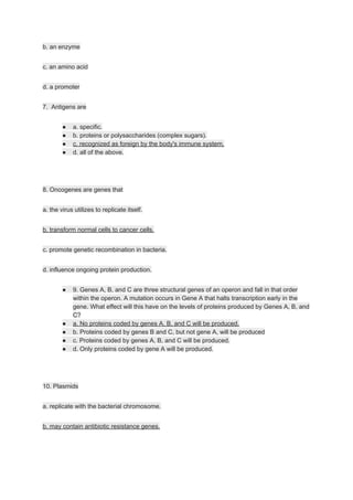 FINAL EXAM FOR BIOL 302 BACTERIA, VIRUSES, AND HEALTH | PDF