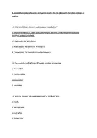 FINAL EXAM FOR BIOL 302 BACTERIA, VIRUSES, AND HEALTH | PDF