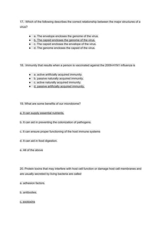 FINAL EXAM FOR BIOL 302 BACTERIA, VIRUSES, AND HEALTH | PDF