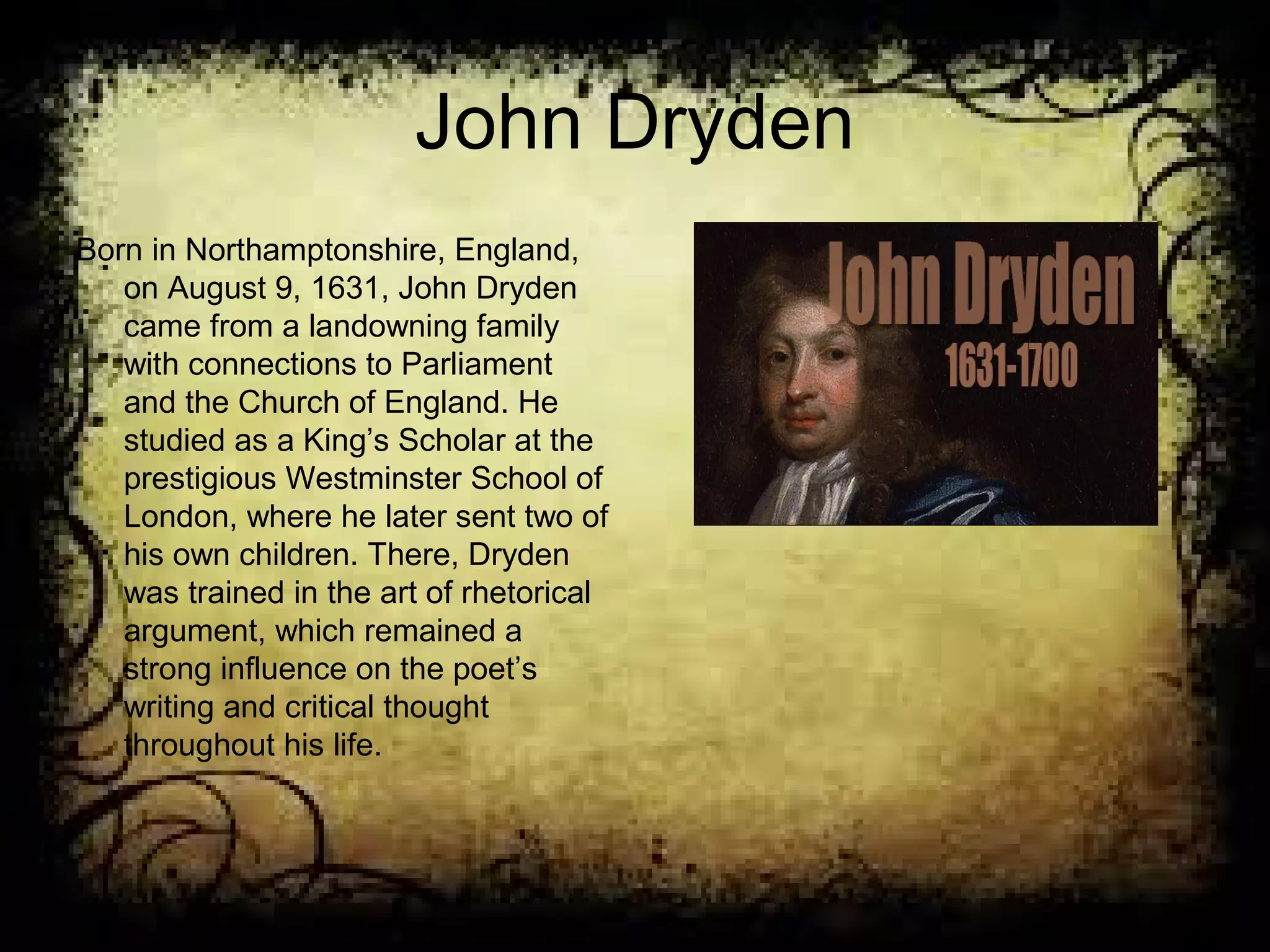 History of English literature John Dryden | PPT
