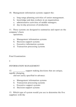 Final Examination1INFORMATION MANAGEMENTMultiple C.docx