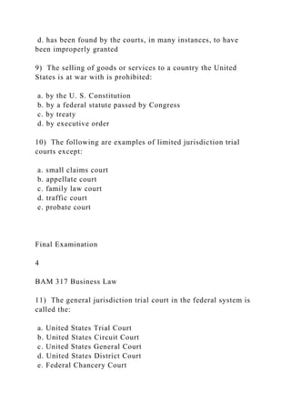 Final Examination2BAM 317 Business LawMultiple Cho.docx