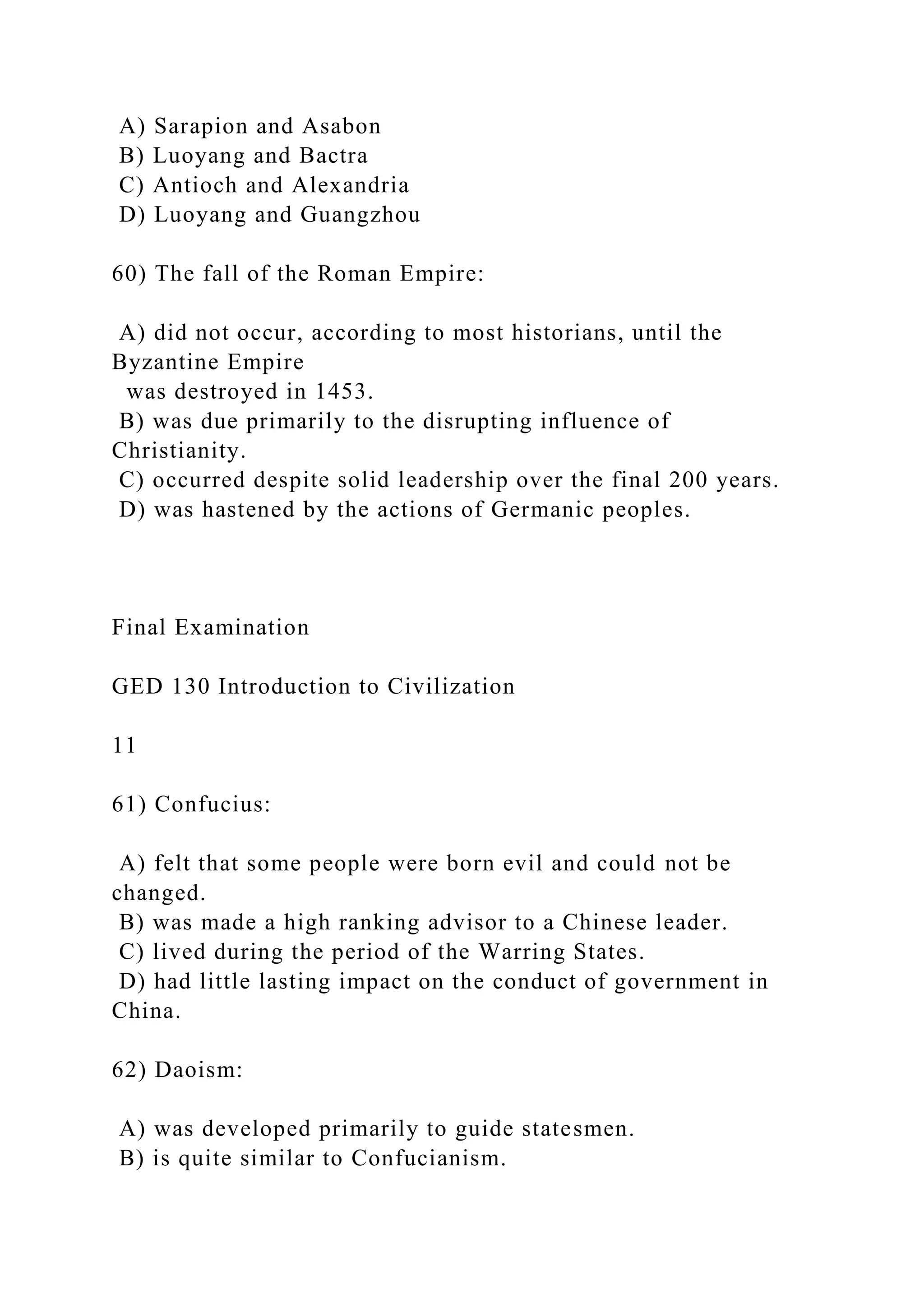 Final ExaminationGED 130 Introduction to Civilization1.docx