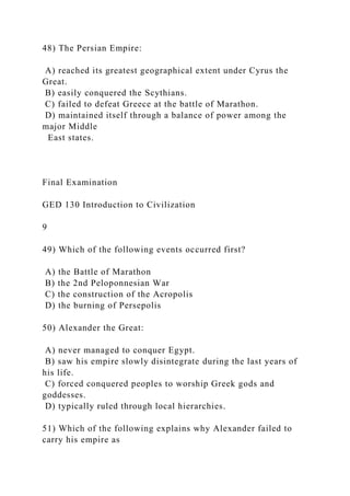 Final ExaminationGED 130 Introduction to Civilization1.docx