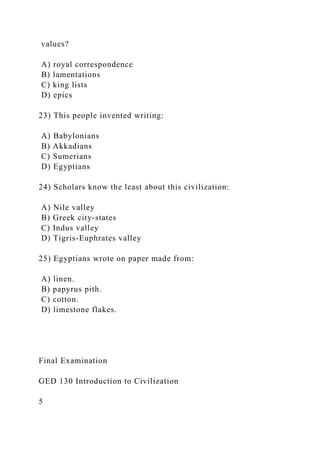 Final ExaminationGED 130 Introduction to Civilization1.docx