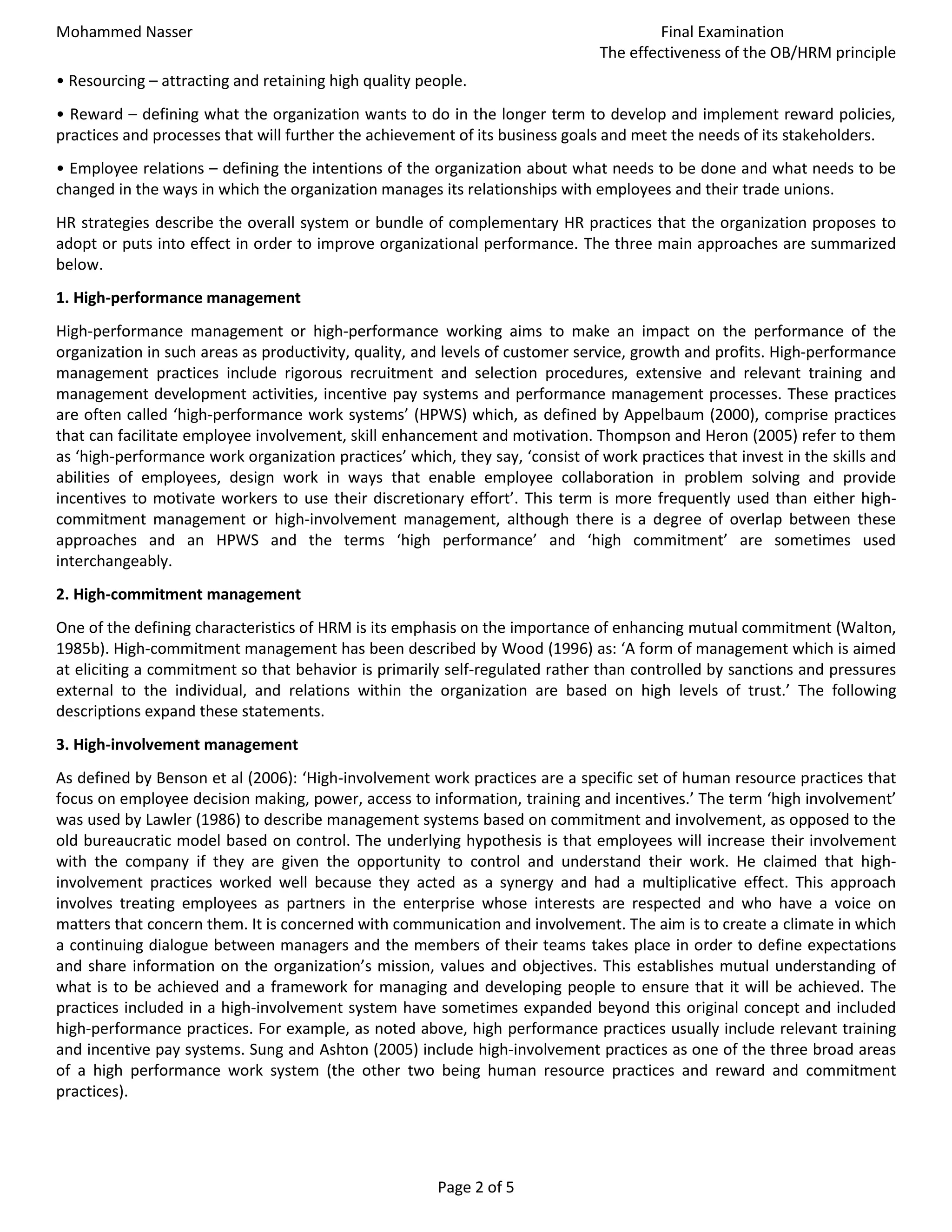 Synergy University, HR and Organizational Behavior, Final Exam | PDF ...