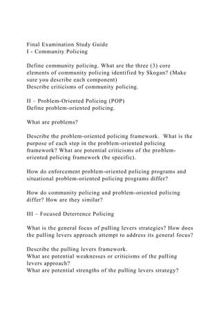 Final Examination Study GuideI - Community PolicingDefine co.docx