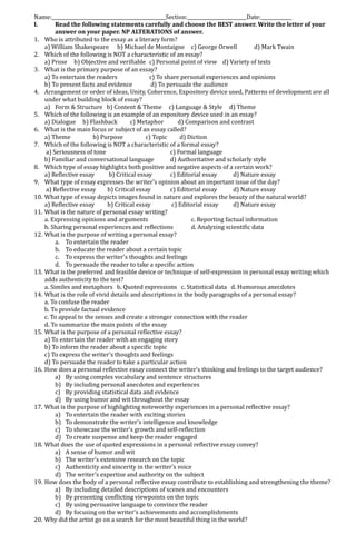 FINAL EXAMINATION IN CREATIVE NONFICTION | DOCX